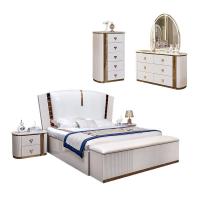 China Wooden Luxury Leather King Size Bed Full Bedroom Sets Double Adult Room Wood Frame Complete Modern Luxury Bedroom Furniture Set for sale