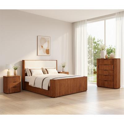 China Modern Solid Wood king Size Bedroom Sets Double Bed Master Room Home Storage Wooden Frame Complete Luxury Bedroom Furniture Set for sale