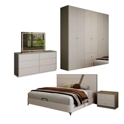 China Modern luxury wooden Bedroom Sets Furniture with storage reclining lighted headboard and simple assembly for home hotel apartment for sale