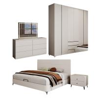 China Premium King Size Wooden Bedroom Set with Storage, Offering a Cozy Minimalist Ambiance for the Complete Luxury Modern Bedroom for sale