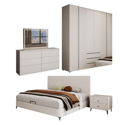 China Premium King Size Wooden Bedroom Set with Storage, Offering a Cozy Minimalist Ambiance for the Complete Luxury Modern Bedroom for sale