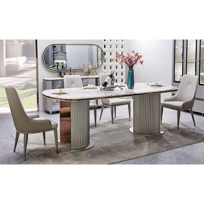 China Complete Luxury Wooden Dining Room Sets 6 Seater Home Furniture Luxurious Large Wood Modern Marble Dining Table Set 4 Chairs for sale