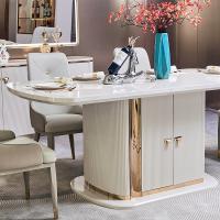 China Modern White Wooden Luxury Dining Room Sets 6 Seater Complete Home Furniture Storage Large Wood Dining Table and Chairs Set for sale