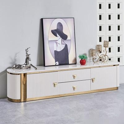 China Modern Luxury Living Room TV Stand Furniture Home Storage High Quality White Rectangle Large Long Wooden TV Cabinet for sale