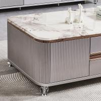 China Modern Luxury Wooden Living Room Center Coffee Table Home Furniture Large Storage Marble Slate TV Stand and Coffee Table Set for sale