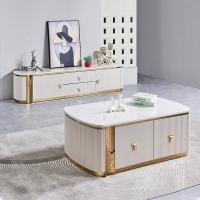 China Modern Luxury Wooden TV Stand and Coffee Table Set Furniture Large Storage Home White Center Wood Living Room Coffee Table for sale