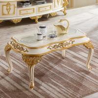 China European Style Gold Royal Luxury Coffee Table Set Home Furniture French Classic Large Wooden Living Room Center Coffee Table for sale