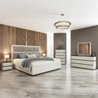 China Chambre a Coucher Complet Luxury Bedroom Sets Lighted Headboard king Size Bed Wooden Frame Double Modern Bedroom Furniture Set for sale