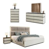 China Chambre a Coucher Complet Luxury Bedroom Sets Lighted Headboard king Size Bed Wooden Frame Double Modern Bedroom Furniture Set for sale