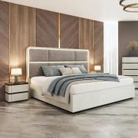 China Chambre a Coucher Complet Luxury Bedroom Sets Lighted Headboard king Size Bed Wooden Frame Double Modern Bedroom Furniture Set for sale