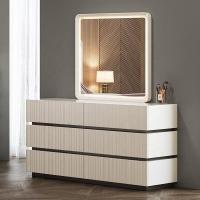 China Modern Luxury king Size Bedroom Sets Double Bed LED Headboard Hotel Home Master Room Complete Wooden Bedroom Furniture Set for sale