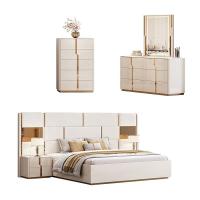 China New Design Luxury king Size Bed Double Modern Bedroom Furniture Set Wooden Bedroom Sets with Dressing Table Chest of Drawers for sale