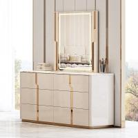China New Design Luxury king Size Bed Double Modern Bedroom Furniture Set Wooden Bedroom Sets with Dressing Table Chest of Drawers for sale