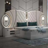China Bulk Price Modern Luxury Bedroom Furniture Set king Size Bed Frame Master Room Complete Turkish Bedroom Sets with Led Lights for sale