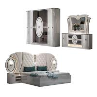 China Bulk Price Modern Luxury Bedroom Furniture Set king Size Bed Frame Master Room Complete Turkish Bedroom Sets with Led Lights for sale