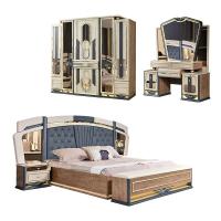 China Chambre a Coucher Complet De Luxe Bedroom Sets king Size Bed Home Room Double Wooden Frame Modern Luxury Bedroom Furniture Set for sale