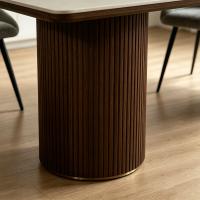 China Ensemble Salle Manger Complet Solid Wood Dining Table Stone Slate Top Dining Room Furniture 6 Seater Modern Wooden Dining Table for sale