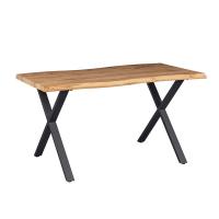 China Minimalist Style Rectangle Live Edge Dining Table Metal Base Dining Room Furniture Wooden Modern Dining Table Set 6 Seater for sale