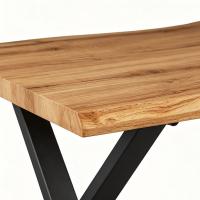 China Minimalist Style Rectangle Live Edge Dining Table Metal Base Dining Room Furniture Wooden Modern Dining Table Set 6 Seater for sale