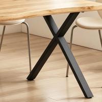 China Minimalist Style Rectangle Live Edge Dining Table Metal Base Dining Room Furniture Wooden Modern Dining Table Set 6 Seater for sale