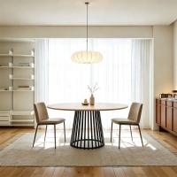 China Minimalist Style Rectangle Live Edge Dining Table Metal Base Dining Room Furniture Wooden Modern Dining Table Set 6 Seater for sale
