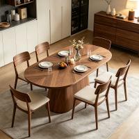 China Salle Manger Complet 6 Places Modern Dining Room Furniture Oval Wooden Dining Table 6 Seater Home Restaurant Dining Table Set for sale