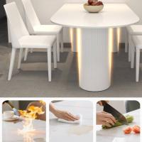 China White Scandinavian Dining Table Set Metal Base Dining Room Furniture Stone Slate Top Modern Dining Table for Hotel Apartment for sale