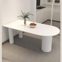 China White Scandinavian Dining Table Set Metal Base Dining Room Furniture Stone Slate Top Modern Dining Table for Hotel Apartment for sale