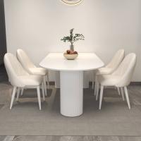 China White Scandinavian Dining Table Set Metal Base Dining Room Furniture Stone Slate Top Modern Dining Table for Hotel Apartment for sale