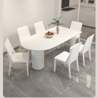 China White Scandinavian Dining Table Set Metal Base Dining Room Furniture Stone Slate Top Modern Dining Table for Hotel Apartment for sale