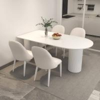 China White Scandinavian Dining Table Set Metal Base Dining Room Furniture Stone Slate Top Modern Dining Table for Hotel Apartment for sale