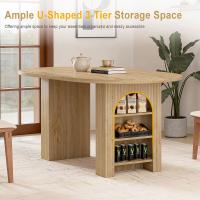 China Factory Wholesale Extendable Dining Table Set 6 Seater Home Dining Room Oval Wooden Folding Dining Table with Storage Shelves for sale