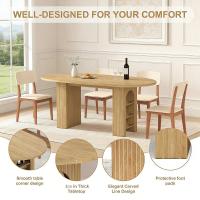 China Factory Wholesale Extendable Dining Table Set 6 Seater Home Dining Room Oval Wooden Folding Dining Table with Storage Shelves for sale