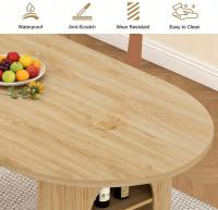 China Factory Wholesale Extendable Dining Table Set 6 Seater Home Dining Room Oval Wooden Folding Dining Table with Storage Shelves for sale