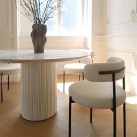 China Nordic Home Furniture White Round Dining Table 6 Seater Wooden Modern Luxury Dining Table and Chairs Set for Dining Room for sale