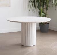 China Nordic Home Furniture White Round Dining Table 6 Seater Wooden Modern Luxury Dining Table and Chairs Set for Dining Room for sale