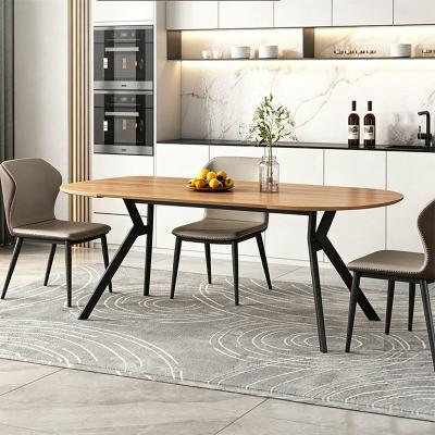 China Nordic Modern Extendable Dining Table Foldable Top Wooden Dining Room Furniture Minimalist Solid Wood Folding Dining Table Set for sale