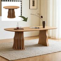 China Wholesale Modern Wooden Extendable Dining Table Folding Dining Room Furniture Simple Round Adjustable Expandable Dining Table for sale