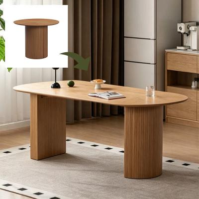 China Wholesale Modern Wooden Extendable Dining Table Folding Dining Room Furniture Simple Round Adjustable Expandable Dining Table for sale