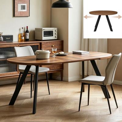 China Wholesale Modern Wooden Extendable Dining Table Folding Dining Room Furniture Simple Round Adjustable Expandable Dining Table for sale