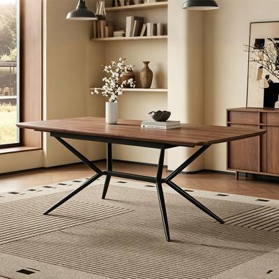 China Wholesale Minimalist Rectangle Dining Table Dining Room Furniture Metal Frame Kitchen Table Live Edge Wooden Modern Dining Table for sale