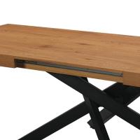 China Cheap Modern Rectangle Folding Dining Table Metal Base Dining Room Furniture Simple Foldable Wooden Top Extendable Dining Table for sale