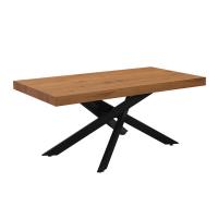 China Cheap Modern Rectangle Folding Dining Table Metal Base Dining Room Furniture Simple Foldable Wooden Top Extendable Dining Table for sale