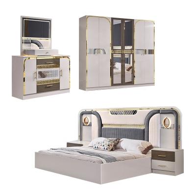 China New Design Complete Turkish Bedroom Sets Luxury king Size Bed Room 5 Pieces Double Wooden Frame Modern Bedroom Furniture Set for sale
