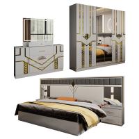China Wholesale Modern Design Double Leather King Bed Wardrobe Dresser Full Set Home Wooden Queen Size Luxury Furniture Bedroom Sets for sale