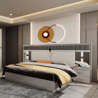 China Wholesale Modern Design Double Leather King Bed Wardrobe Dresser Full Set Home Wooden Queen Size Luxury Furniture Bedroom Sets for sale