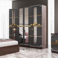 China Modern Luxury Bedroom Furniture Set Wooden Frame High Gloss Grey King Size Bed Master Room Suite Turkish Bedroom Sets Furniture for sale