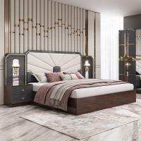 China Modern Luxury Bedroom Furniture Set Wooden Frame High Gloss Grey King Size Bed Master Room Suite Turkish Bedroom Sets Furniture for sale