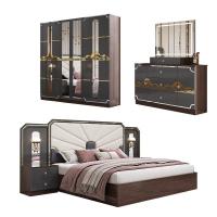 China Modern Luxury Bedroom Furniture Set Wooden Frame High Gloss Grey King Size Bed Master Room Suite Turkish Bedroom Sets Furniture for sale