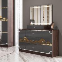 China Modern Luxury Bedroom Furniture Set Wooden Frame High Gloss Grey King Size Bed Master Room Suite Turkish Bedroom Sets Furniture for sale